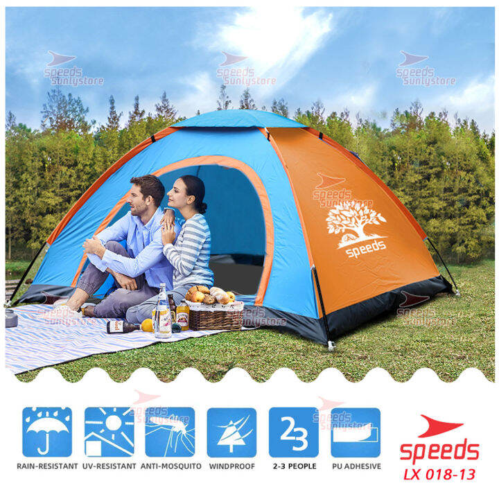 SPEEDS Tenda Camping Single Layer Untuk 2 - 3 Orang Bonus Tas Camping ...