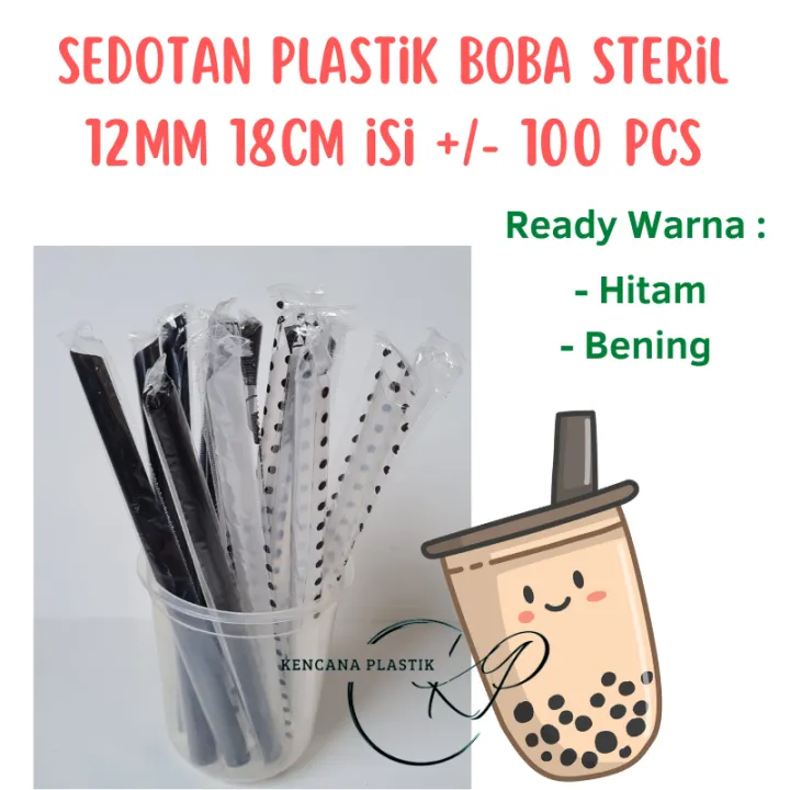 100 Pcs Sedotan Bubble Steril 12mm 18cm Hitam / Sedotan Boba Bungkus Plastik | Lazada Indonesia