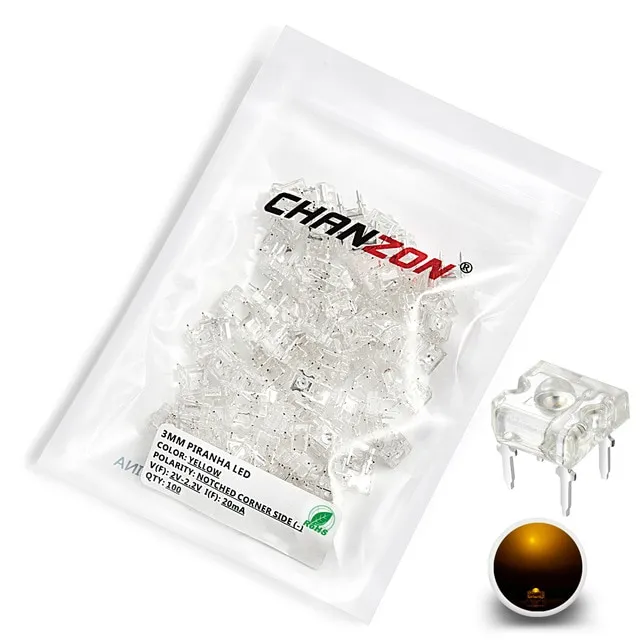 100pcs 3mm LED Piranha Light Emitting Diode Lamp White Red Green Blue ...