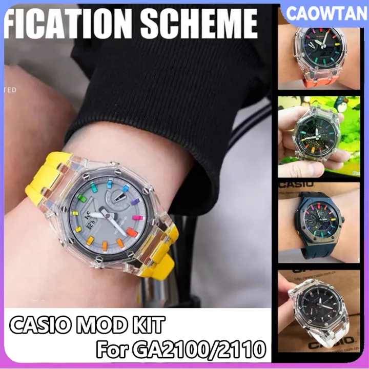 ใหม่โปร่งใส Casioak Mod Kit สำหรับ GA2100เปลี่ยน PC สำหรับ Casio GA ...