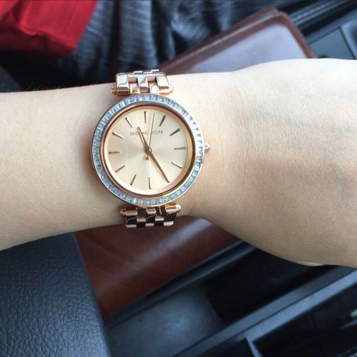 Michael Kors Mini Darci Rose Dial Rose Gold-tone Steel Ladies Watch ...