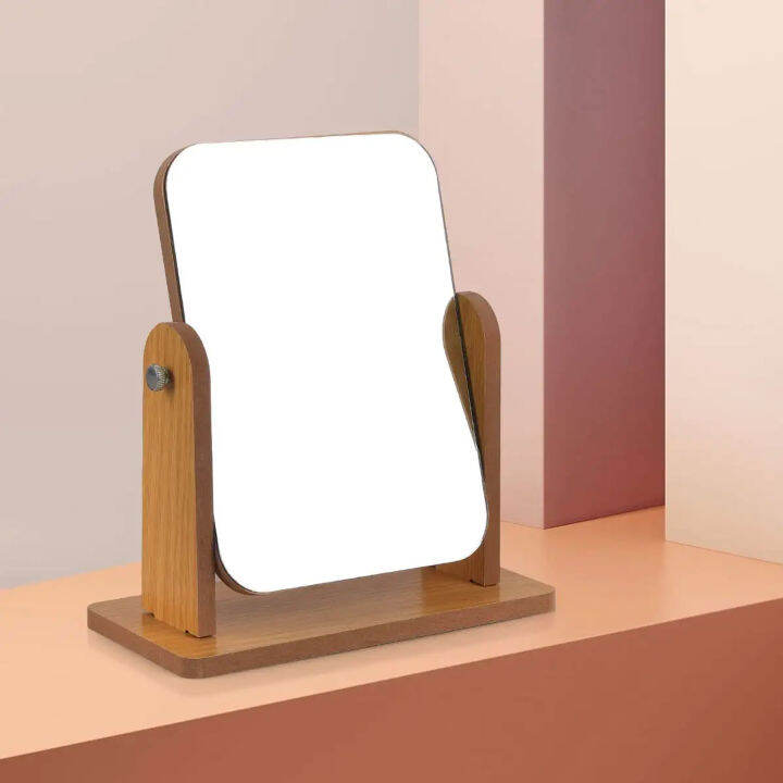 Wooden Mirror 360 Degree Portable Adjustable Table Desk Mirror | Lazada PH