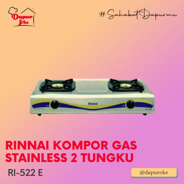 Rinnai Kompor Gas Stainless RI-522 E Tungku 2 | Lazada Indonesia