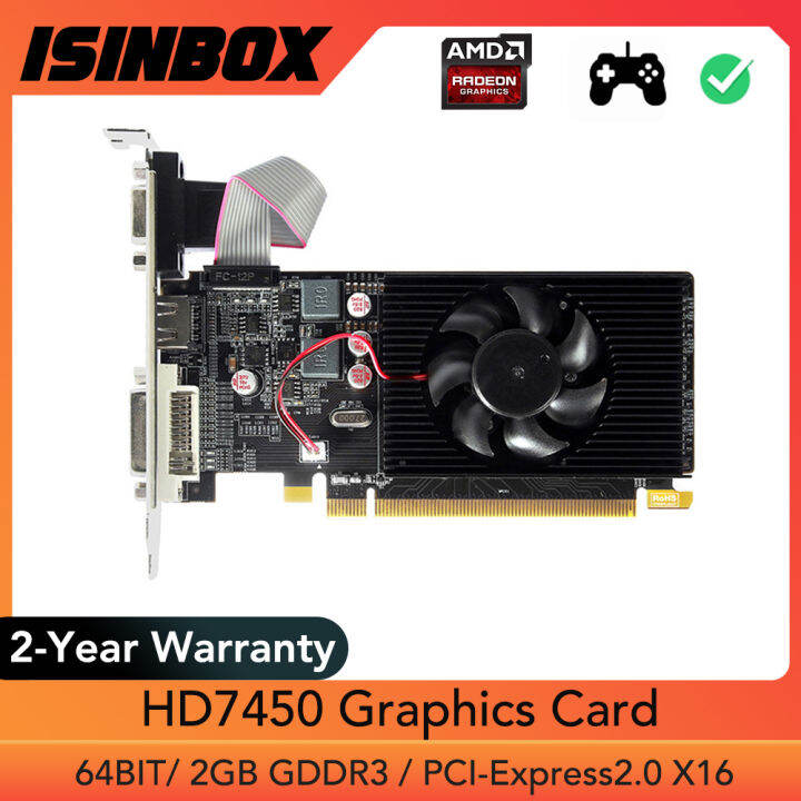 ISIN HD7450 Graphics Card 2GB GDDR3 64Bit Video Card For AMD Radeon PCI ...