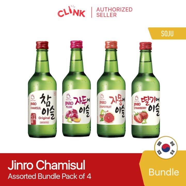 Jinro Soju Bundle of 4 360ml Assorted Flavors (Original, Plum ...