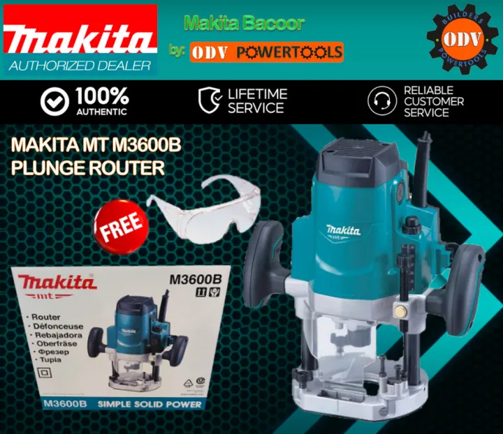 Makita MT M3600B (½ ) Heavy Duty Plunge Router 1650W with Carbide ...