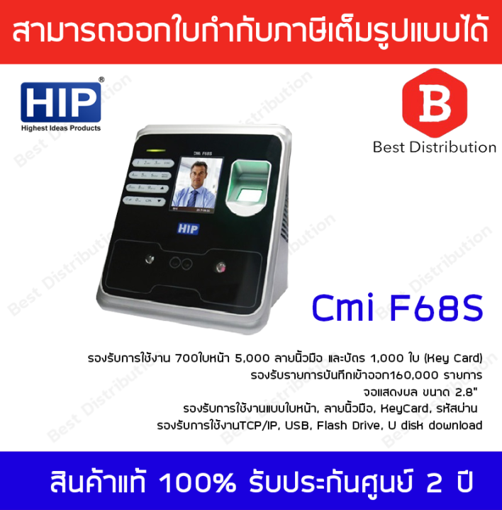 HIP รุ่น CMIF68S เครื่องสแกนใบหน้า ลายนิ้วมือ หรืออ่านบัตรเพื่อบันทึกเวลาและควบคุมประตู ใช้แทน ...
