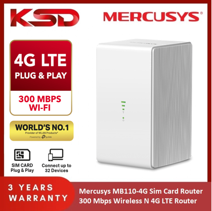 Mercusys MB110-4G Sim Card Router 300 Mbps Wireless N 4G LTE Router ...