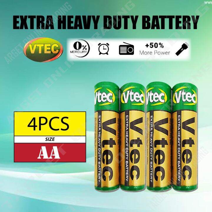 VTEC battery AA/AAA extra heavy duty battery [4PCS ONLY] | Lazada