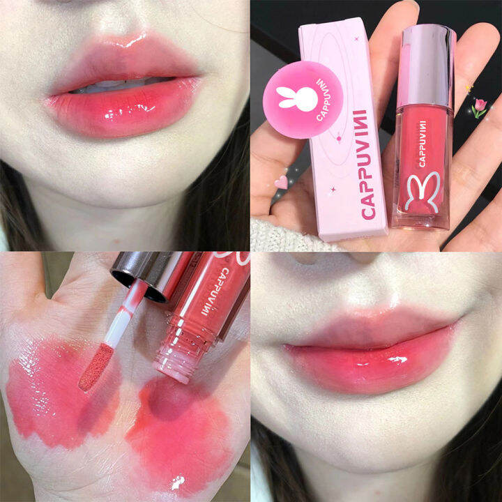 CAPPUVINI ลิปกลอสสีชมพูหลอดลิปทินท์ลิปสติกให้ความชุ่มชื้น | Lazada.co.th