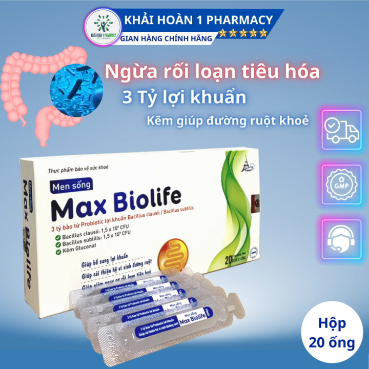 Men vi sinh ống MAX BIOLIFE + Kẽm, cân bằng lợi khuẩn, giúp ăn ngon ...