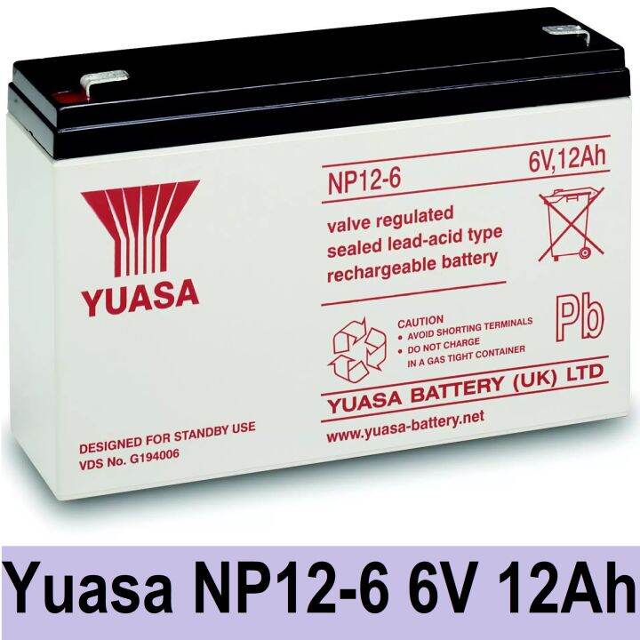 Yuasa 6V 12Ah SLA Rechargeable Battery NP12-6 Valve Regulated Sealed ...