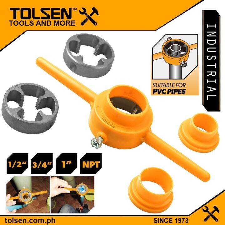 Tolsen PVC Pipe Thread Maker Set (1/2″-3/4″-1″) Pipe Threading 33008 ...