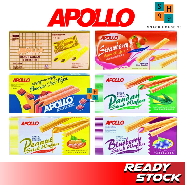 11gx30pcs Apollo【Chocolate Wafer Cream / Stick Wafer Chocolate / Strawberry / Pandan / Blueberry ...