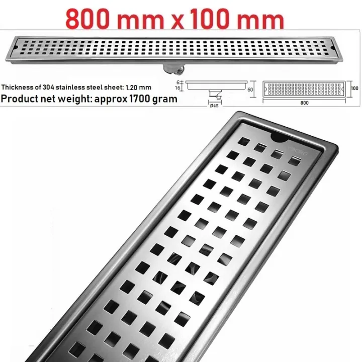 SKDK Floor Drain SUS 304 Stainless Steel Extra-thick Rectangular ...