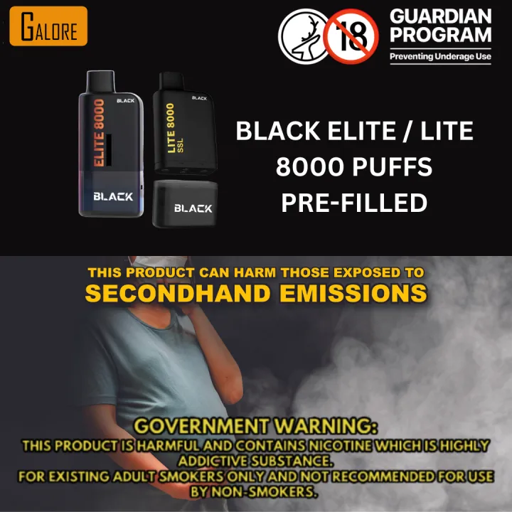 BLACK Elite and LITE 8000 Puffs Pods and Battery Disposable Vape ...