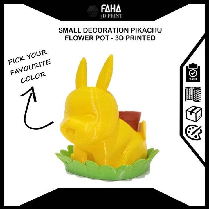 3D Printed Small Decoration Flower Pot Pikachu Pokemon Planter | Lazada