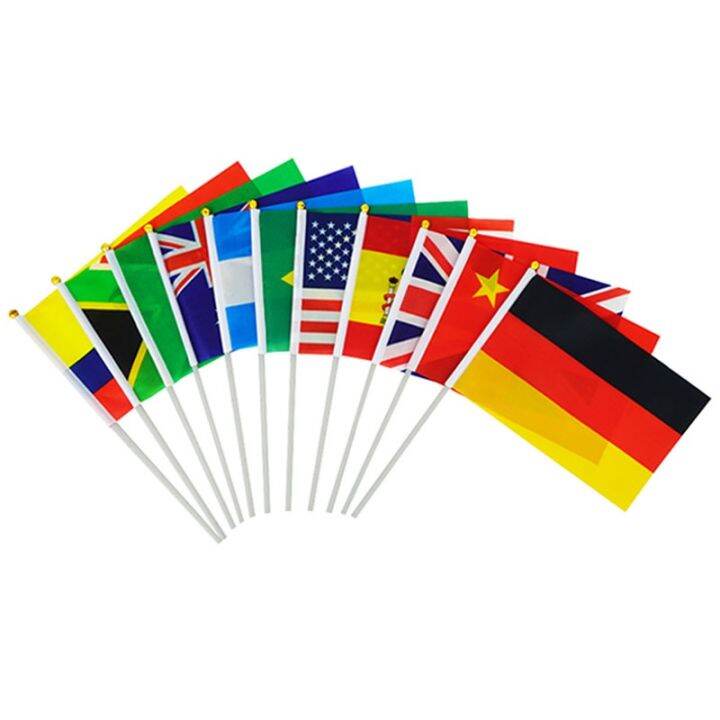 10 Pieces Mini Hand Flag 14x21cm Polyester Flag with Plastic Flagpole ...