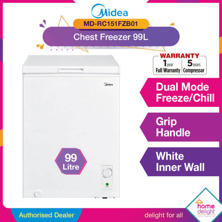Midea Chest Freezer Dual Mode 99L [ MD-RC151FZB01 / MDRC151 ] | Lazada
