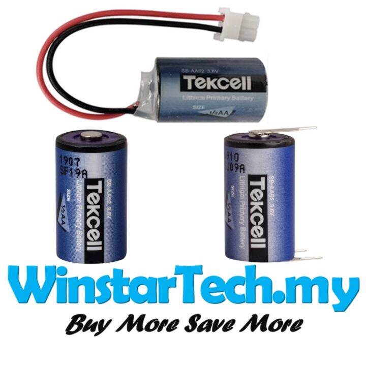 Tekcell SB-AA02 3.6V 1/2AA ER14250 PLC Lithium Battery LS14250 w/ Plug ...
