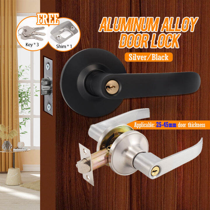 Door Lock Lever Type Door Knob Entrance Lock Set Aluminum Alloy ...
