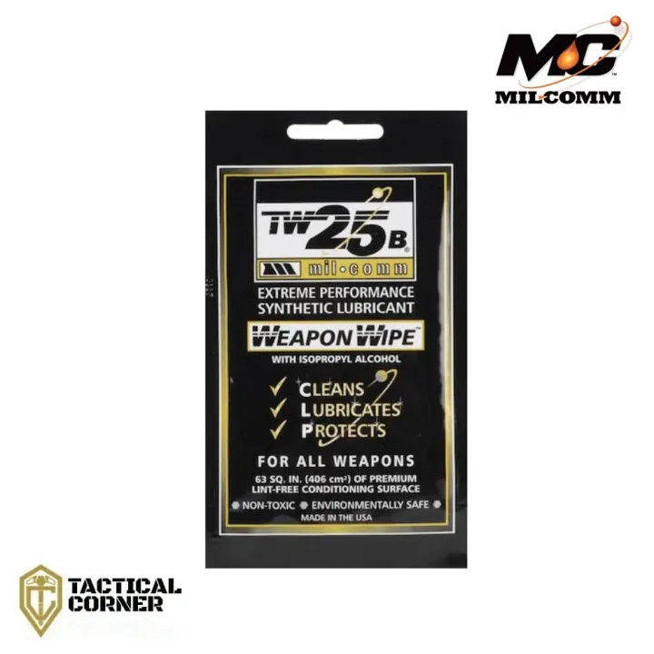 MILCOMM TW25B SYNTHETIC LUBRICANT WEAPON WIPE WITH ISOPROPYL ALCOHOL ...