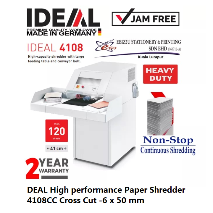 IDEAL High performance Paper Shredder 4108 Cross Cut -6 x 50 mm (Cross ...