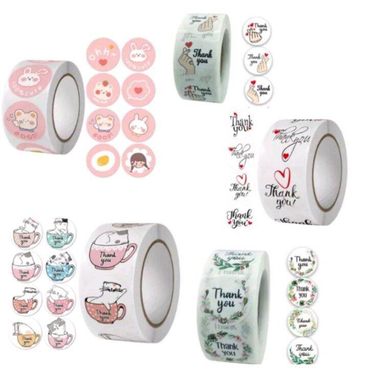 1 ROLL 500 STICKER THANK YOU STIKER SOUVENIR LABEL SEGEL KEMASAN KUE ...