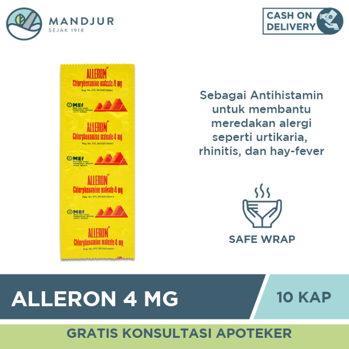 Alleron 4 Mg 10 Kaplet - Obat Alergi Gatal Gatal Rhinitis dan Biduran ...
