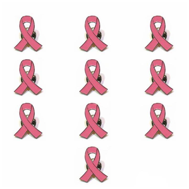 10pcs Set Womens Jewelry Enamel Pink Ribbon Brooch Pins Surviving