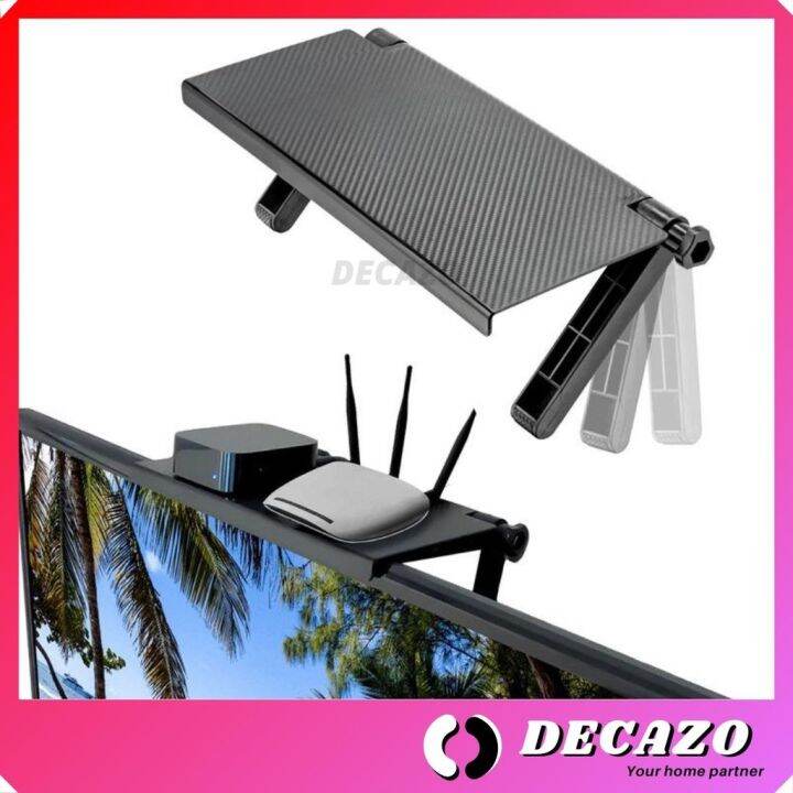 Rak Tv Router Rack Shelf Storage Clip Desk Universal Monitor Riser ...