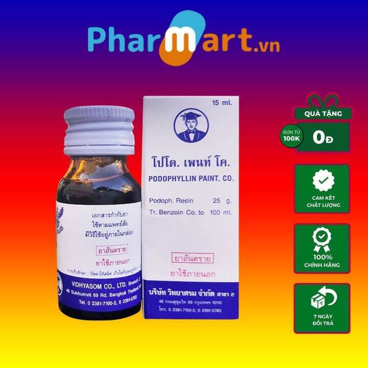 Dung dịch Podophyllin 25% Thái Lan đánh bay sùi mào gà nhanh chóng an ...