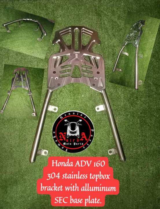 HONDA ADV 160 - 304 PURE STAINLESS TOPBOX BRACKET W/ ORIGINAL ALLOY SEC ...