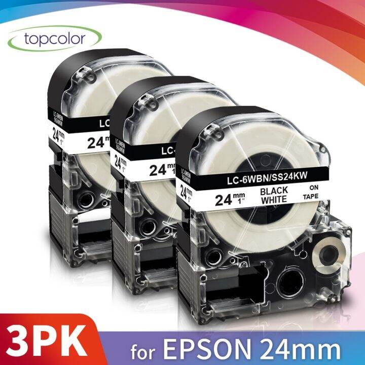 Topcolor 3PK 24mm Labeling Tape Compatible Epson KingJim Label Tape ...