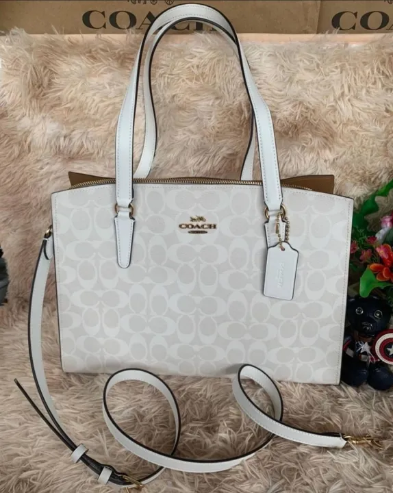 Coach C4075 Tatum Carryall in Glacier White Signature Coated Canvas and ...