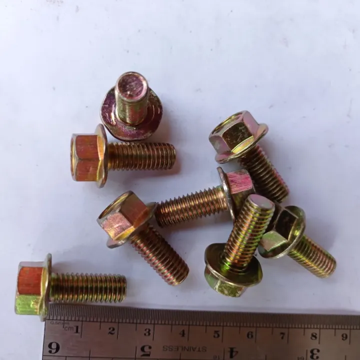 FLANGE BOLT M8X20 PANJANG 2CM / MOON LION 7T / BAUT TOPI M8 X 20 KUNING ...