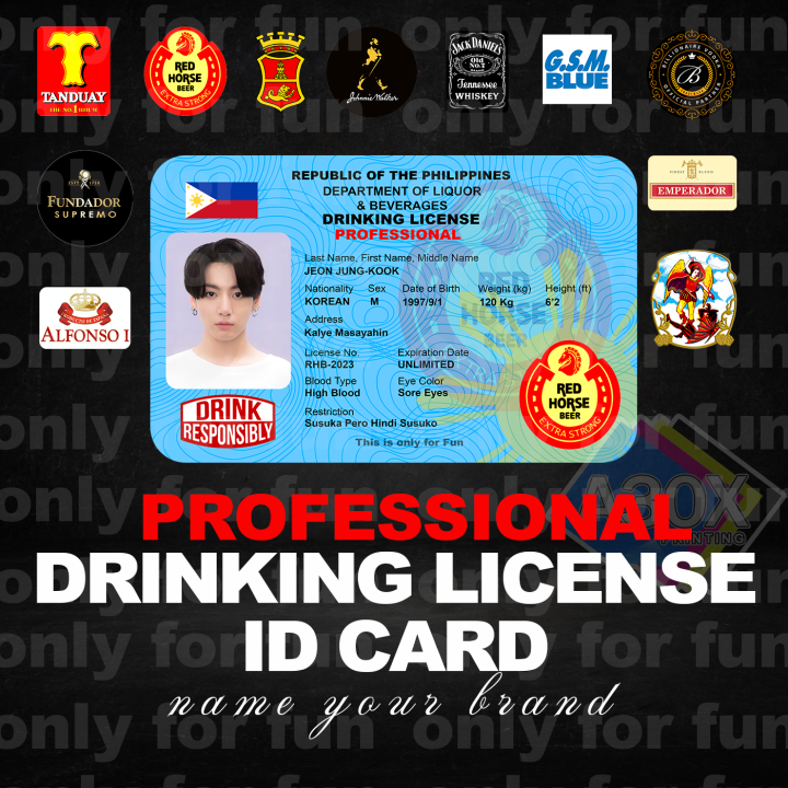 DRINKING LICENSE - PVC ID - CUSTOMIZED ID | Lazada PH