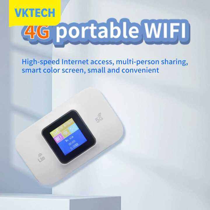 [Vktech]Lte Modem 150Mbps Pocket 4G LTE WiFi Adapters Color LCD Display SIM Card Built-in ...