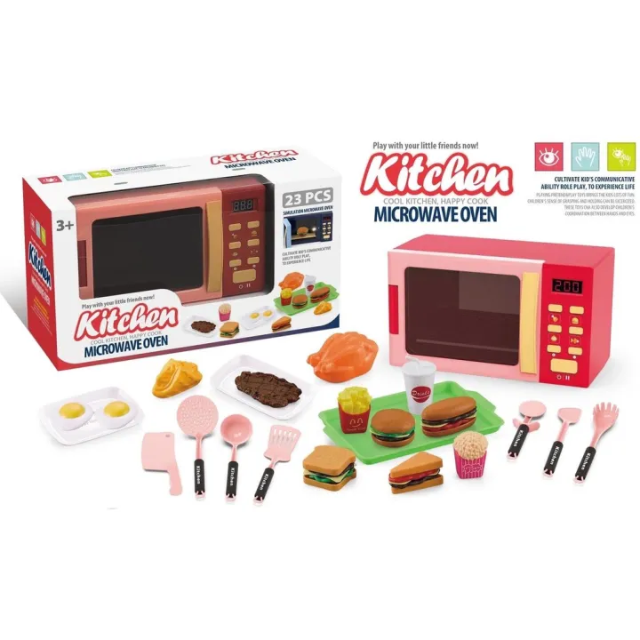 Cool Kitchen, Happy Cook Microwave Oven Pretend Playset for children 23 ...