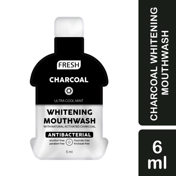 FRESH CHARCOAL ULTRA COOL MINT WHITENING MOUTHWASH 6ML GERM PROTECTION ...