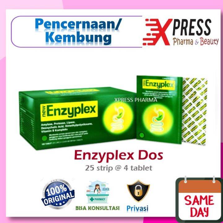 ⚡XPRESS⚡ Enzyplex DOS isi 25 strip 100 tablet Obat Kembung Lambung ...