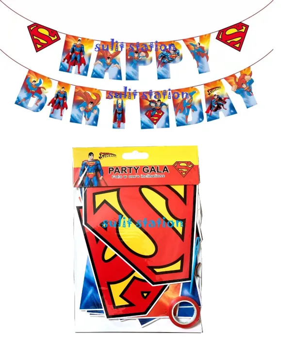 SUPER HERO SUPERMAN MAN THEMED HAPPY BIRTHDAY LETTER BANNERS BANDERITAS ...