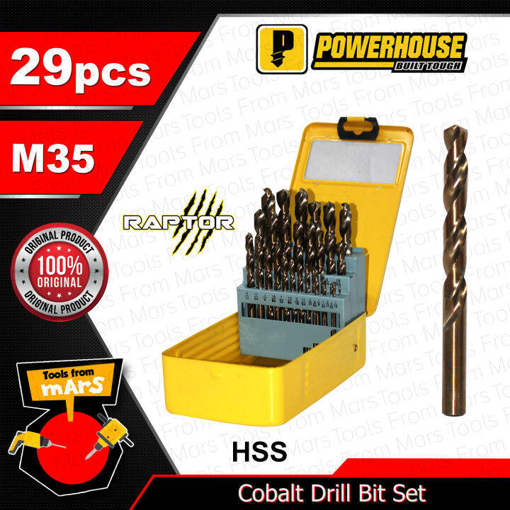 POWERHOUSE 29PCS/SET M35 Cobalt Jobber Drill Bit Set HSS Cobalt Drill ...