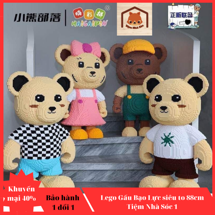 Bộ lego lắp ráp gấu bearbrick siêu to,Khổng Lồ 88CM, tặng kèm búa, có ...