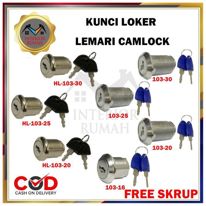 Kunci Loker Kait Cam Lock Camlock HL 103 /Locker/Kunci Lemari / Kunci Box Panel / Kunci Box ...