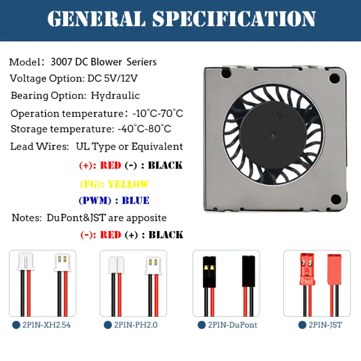 3D Printer 5V 12VBrushless 3007 Cooling Fan 3007 Blower Fan 30x30x7mm Blower Cooling Fan ...