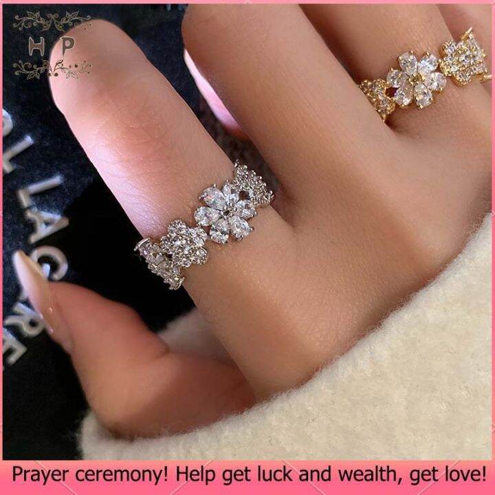 HP-S925เงินสเตอร์ลิงฝังแหวนเพชรแฟชั่นเพชรเต็มแหวนดอกไม้แสงอารมณ์หรูหราทุกการแข่งขันสุภาพสตรีแหวน ...