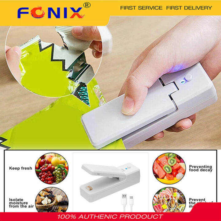 FONIX Mini Bag Sealer 2-in-1 Portable Heat Sealers Rechargeable ...
