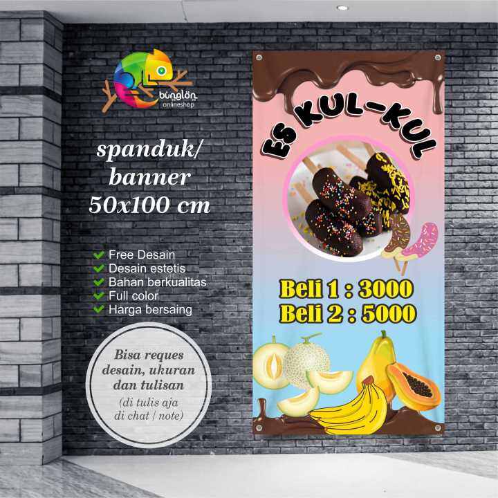 Size 50x100 Cm Spanduk Banner Es Kul-Kul Buah Bisa Custom | Lazada ...
