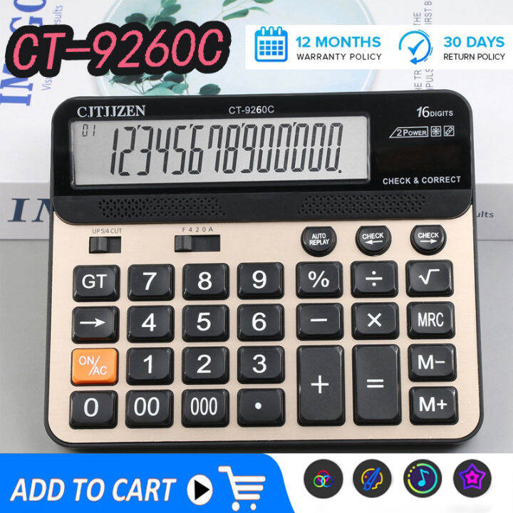 CT-9260C/DM-1200V/DM-712 Casio Calculator For Business Calculator 16 Digits Big Display Office ...
